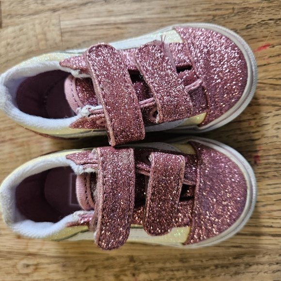 Vans | Shoes | Vans Pink Glitter Sneakers With Velcro Straps | Poshmark